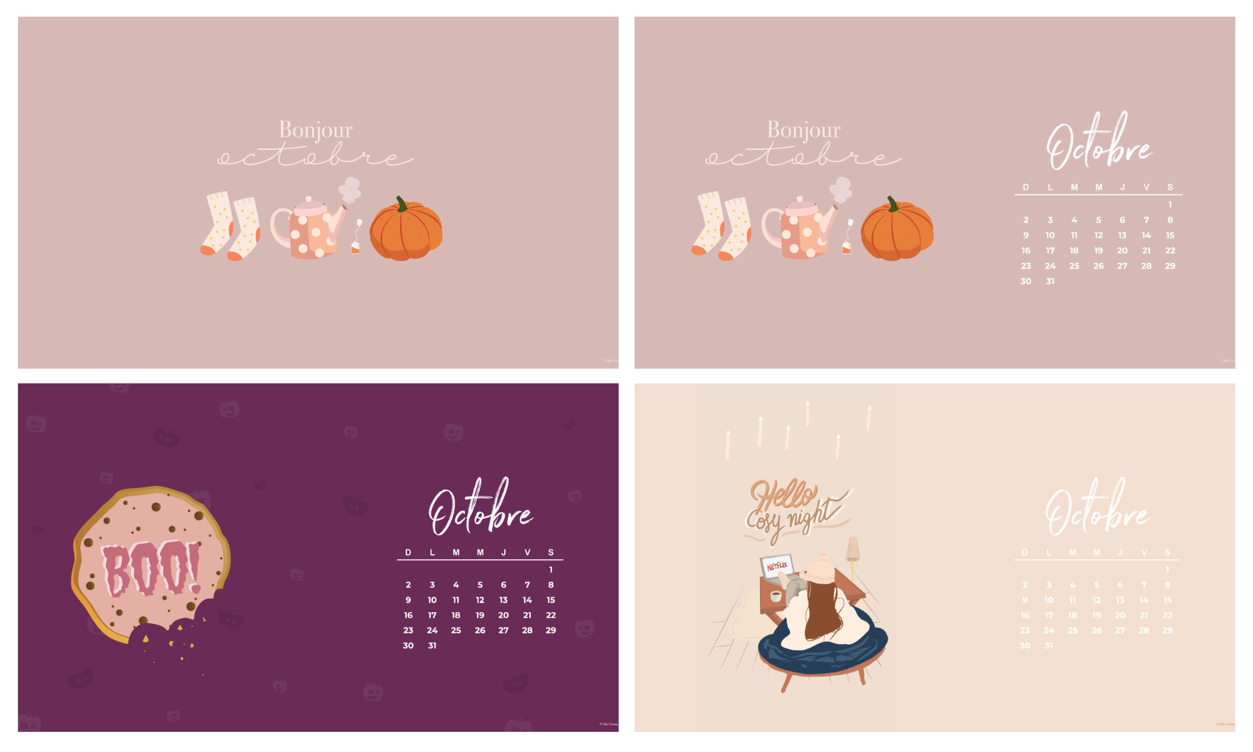 3 fonds d'écran pour octobre - Alix Grousset