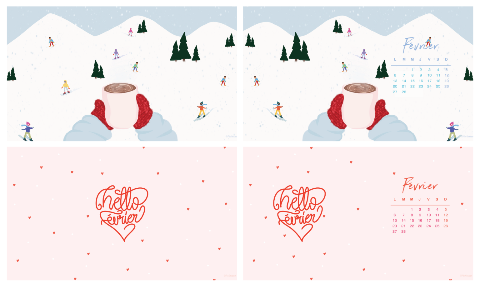 4 fonds d'écran pour février - Alix Grousset