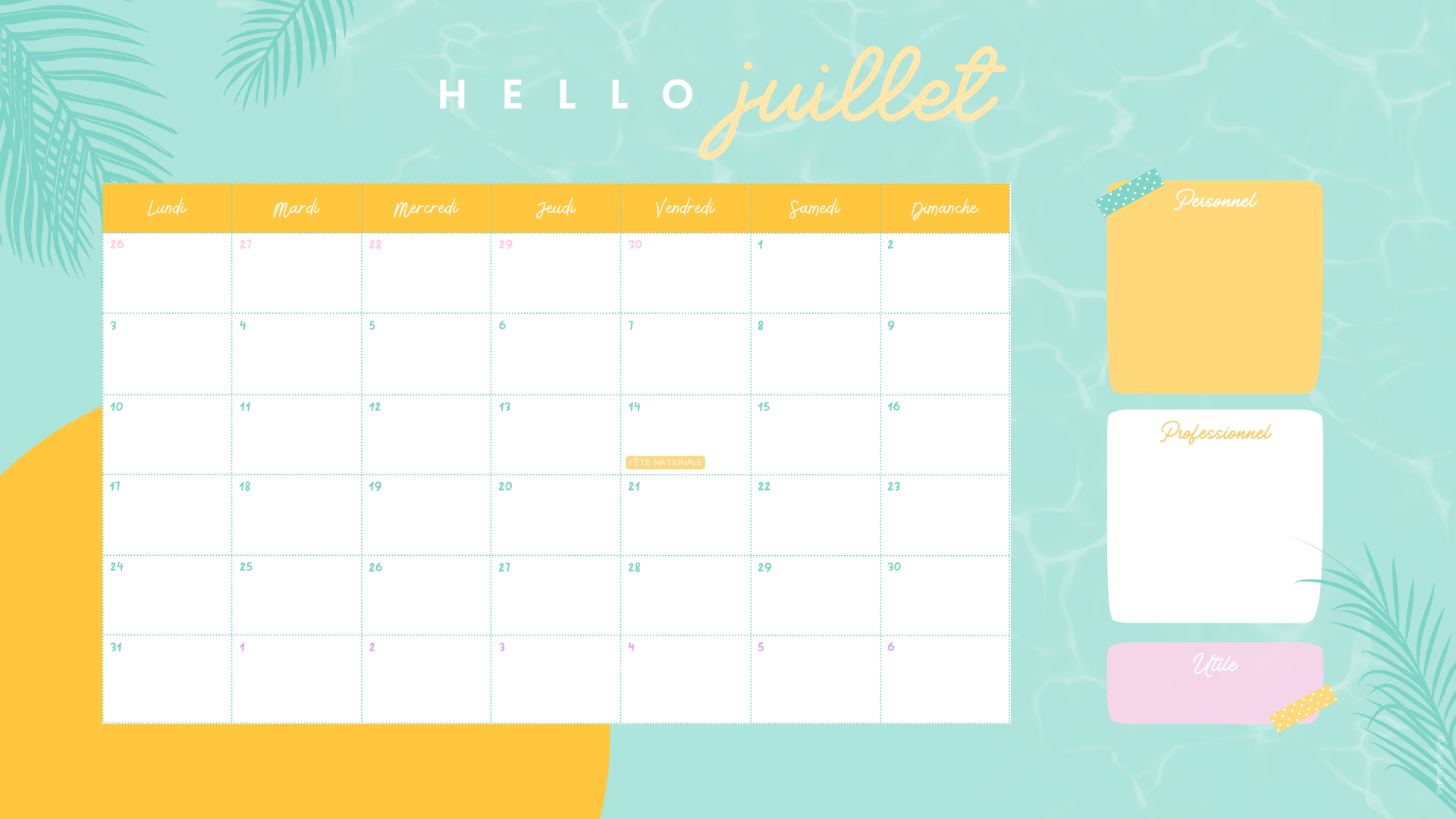 Organiser Juillet 35 Templates Imprimer