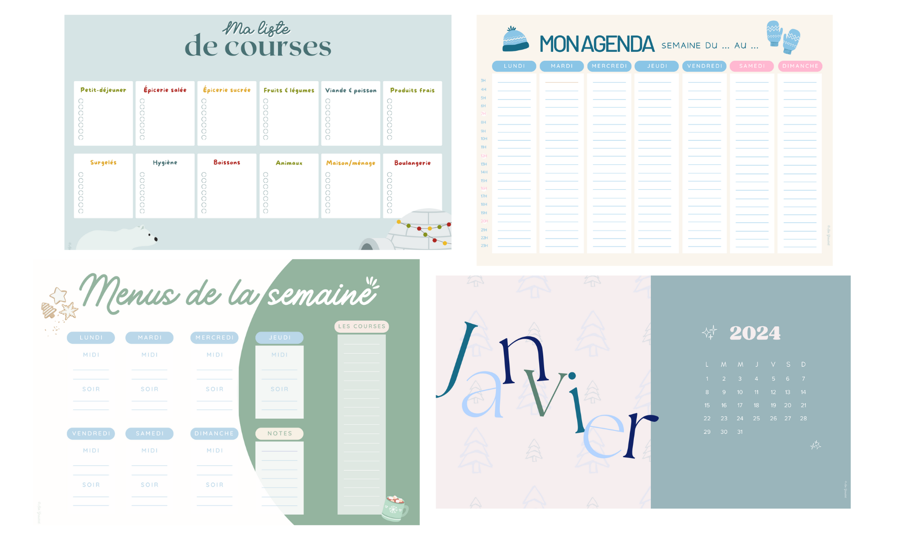 Organiser janvier - 51 templates à imprimer