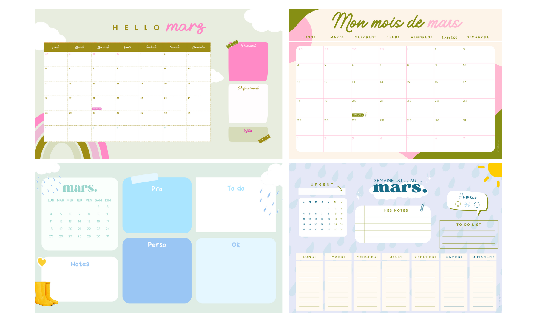 Organiser mars - 51 templates à imprimer