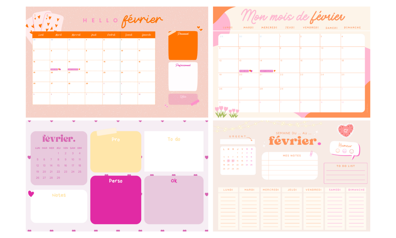 Organiser février - 48 templates à imprimer