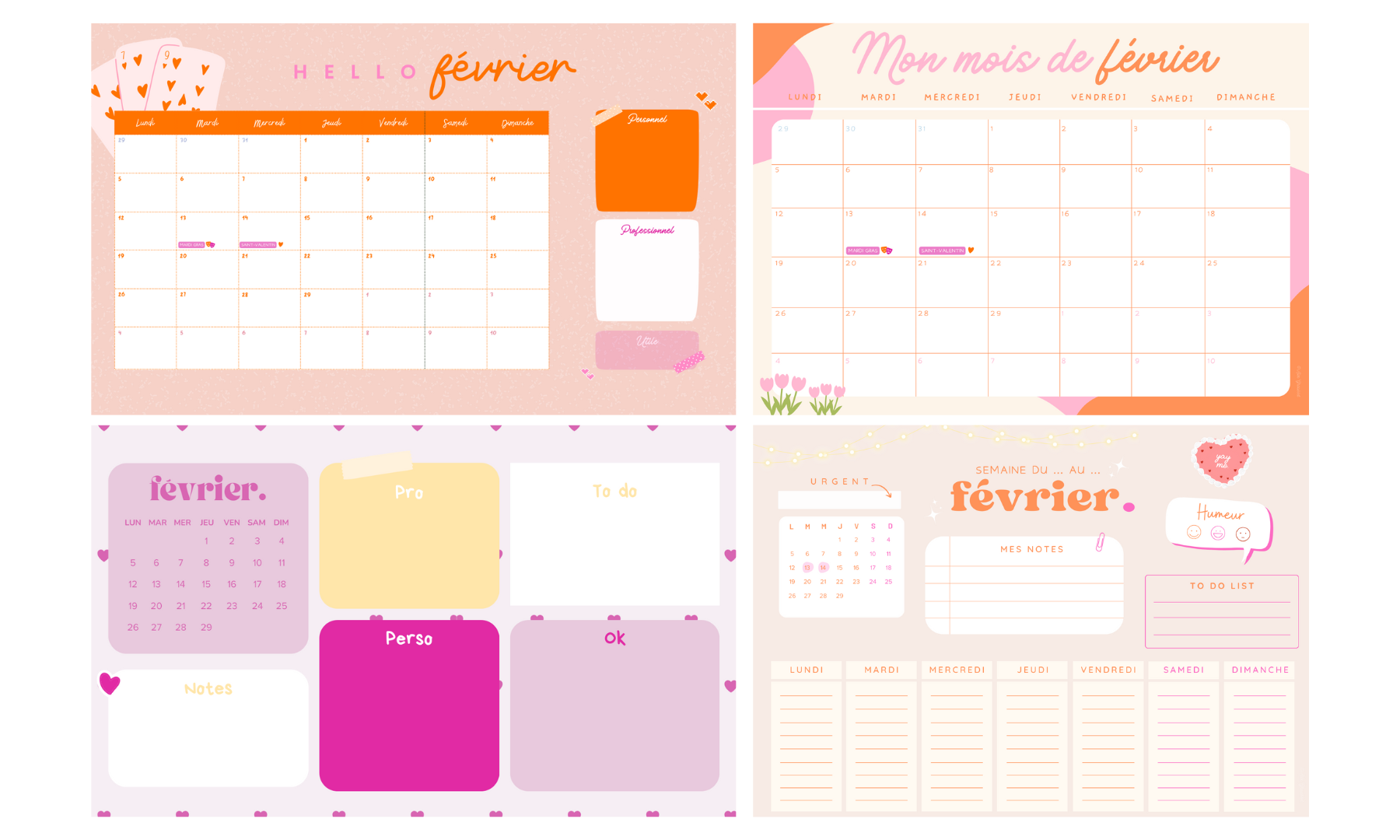 Organiser février - 48 templates à imprimer