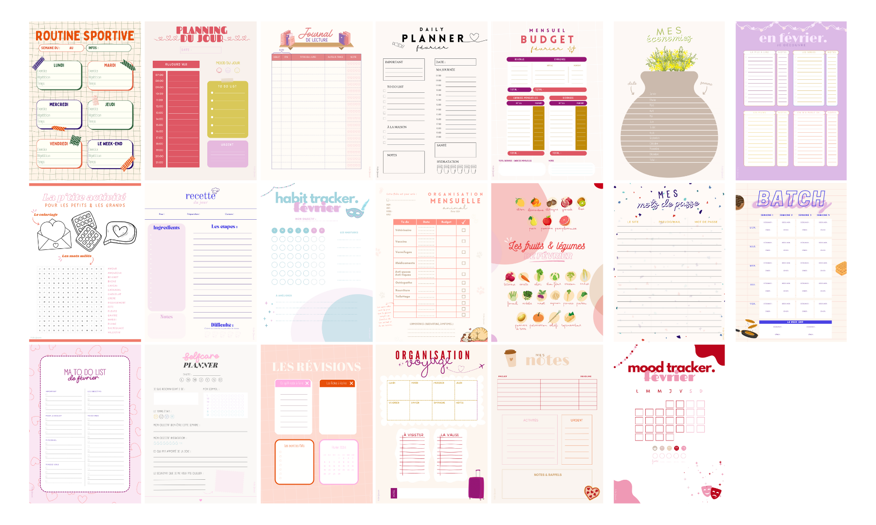 Organiser février - 48 templates à imprimer