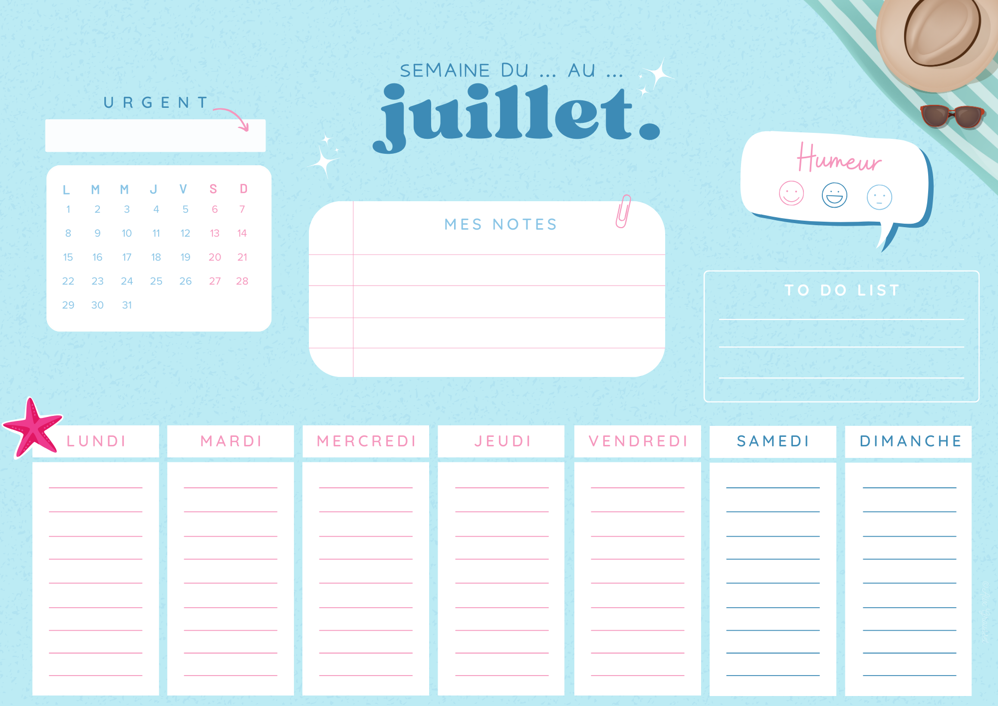 Organiser Juillet 53 Templates Imprimer
